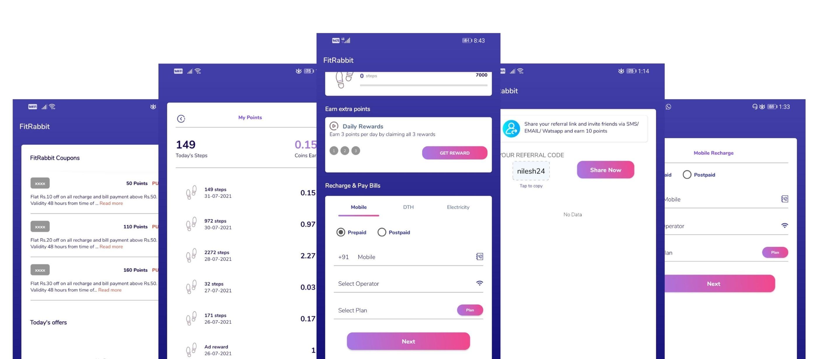 FitRabbit - Walk, Earn Rewards and Recharge